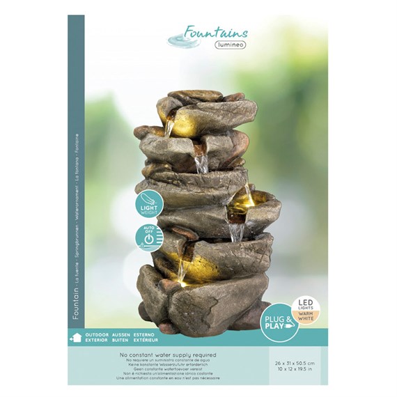 Kaemingk Rock Waterfall Fountain Water Feature 50cm (9787816)