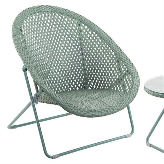 TOBS Faux Rattan Folding Outdoor Garden Furniture Lounge Set in Green ...