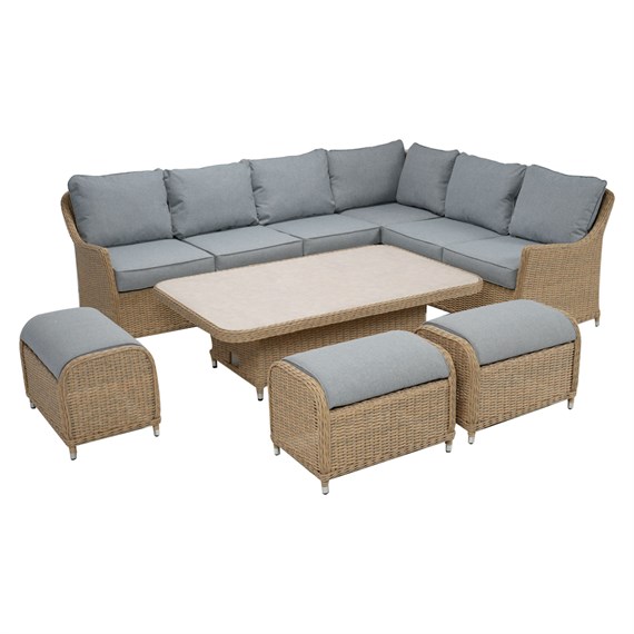 Woodlodge Antigua Barley and Ash L-Shape Corner Outdoor Garden ...