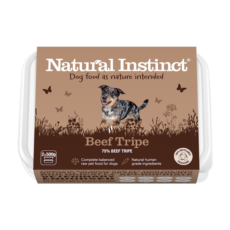 Natural Instinct's Natural Beef Tripe 2 x 500g Frozen Dog Food